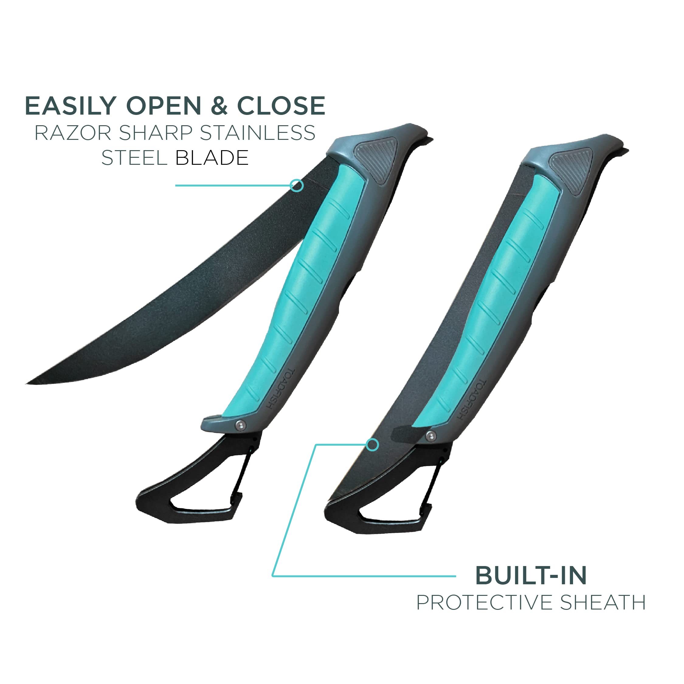 Toadfish Stowaway Folding Filet Knife with Built in Carabiner -7inch