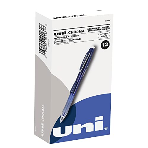 uni-ball CHROMA Mechanical Pencil, 0.7mm, HB #2, Cobalt Barrel, 12 Count