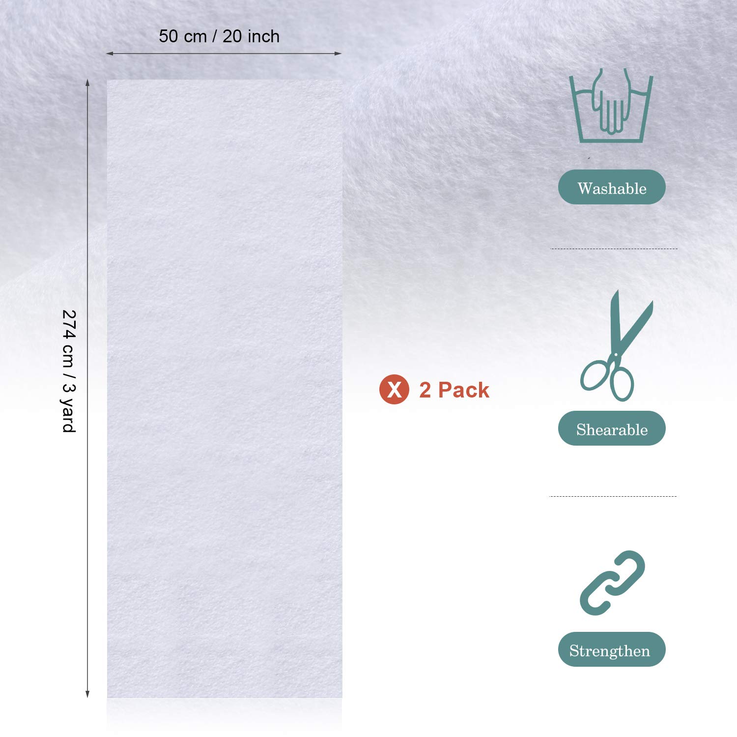 Tatuo 2 Pieces Fusible Interfacing Fabric Fusible Iron on Batting Fleece Wadding Lightweight for Sewing Crafts