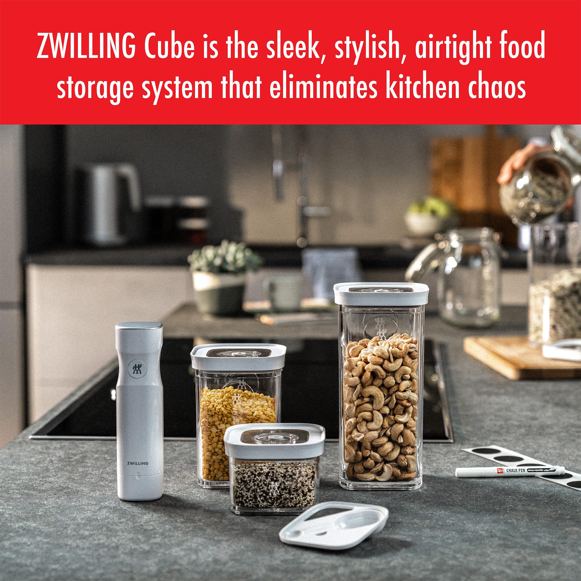 ZWILLING Fresh & Save CUBE Storage Organizer 6-Piece, S, Pantry Organizers and Storage, Plastic, BPA-Free Airtight Dry Food Storage Container, for Storing Herbs, Toppings, Small Nuts and more