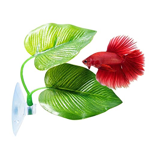 WE-POLUJ 1 Pack Betta Fish Leaf Pad Plastic Leaves Rest Area for Fish Tank Simulating Natural Habitat Improves Betta Health, Beta Tank Decorations