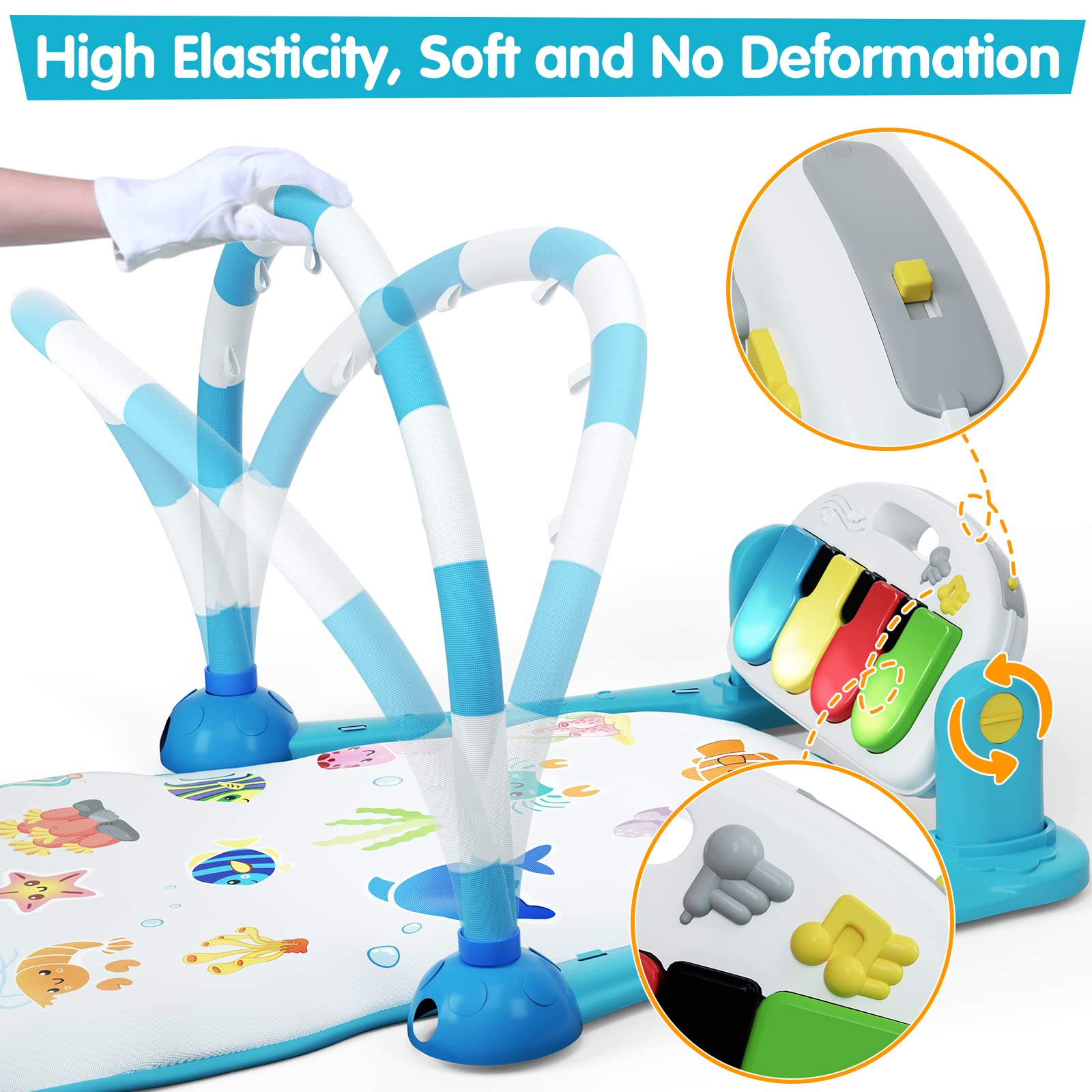 UNIH Baby Gym Play Mats Play Piano Gym Activity Center for Infants