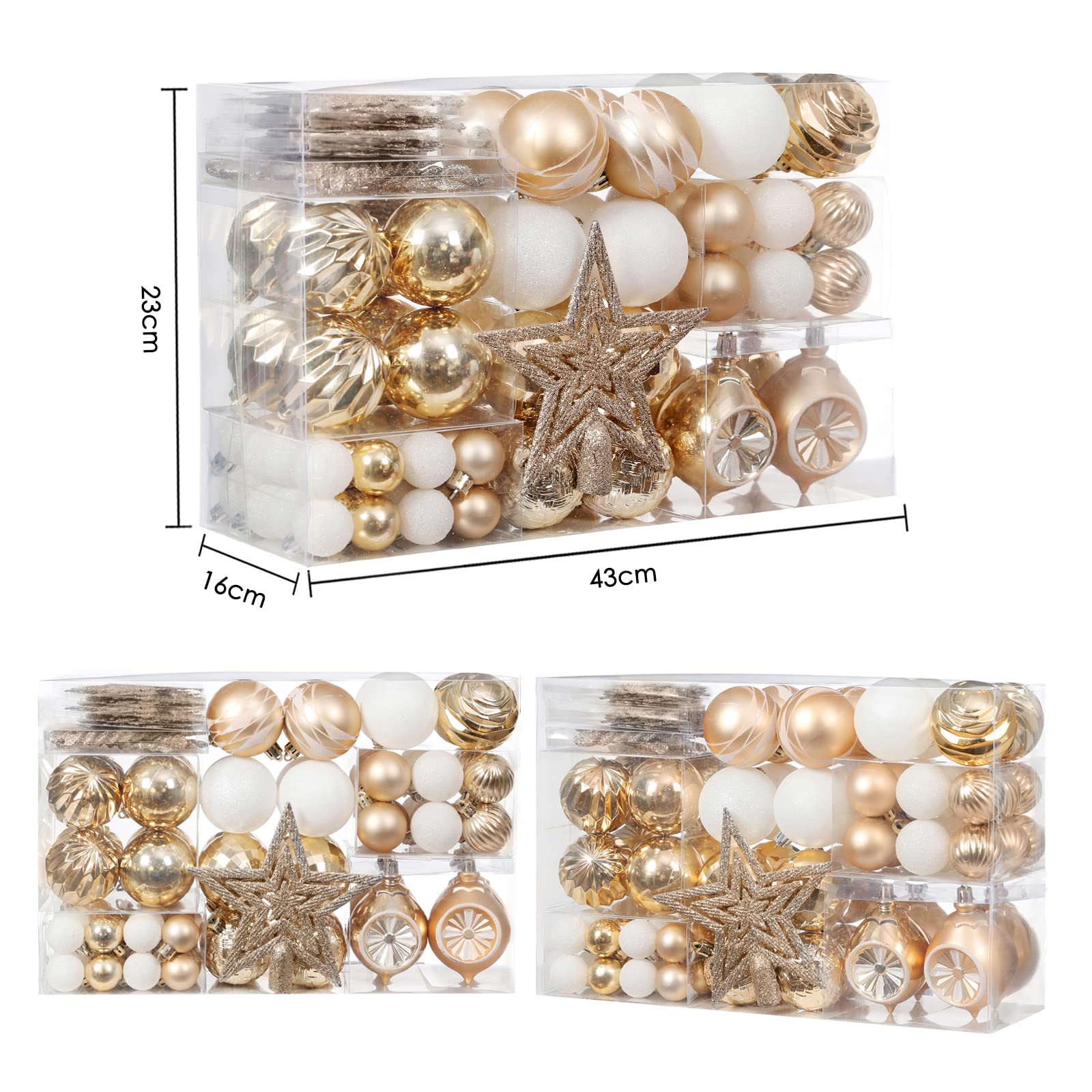 XmasExp 99-Pack Christmas Ball Ornaments Assorted Shatterproof Christmas Ball Set with Reusable Hand-held Gift Package for Xmas Tree Decoration (Baby Pink)