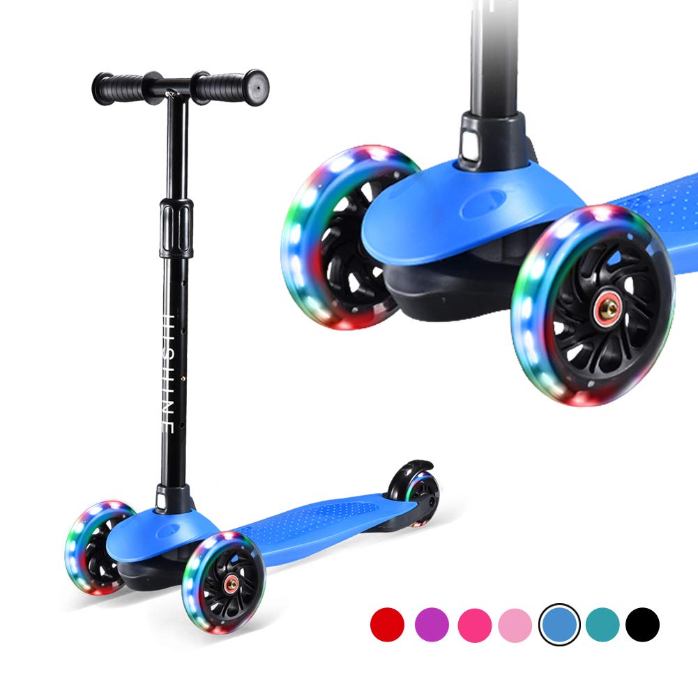 Toddler Scooter for Kids 3 Wheels Scooter for Boys Girls Kick Scooter with PU Flashing Wheels, Adjustable Height, Lean to Steer,Fits Children Ages 2-5 Years Old, Blue