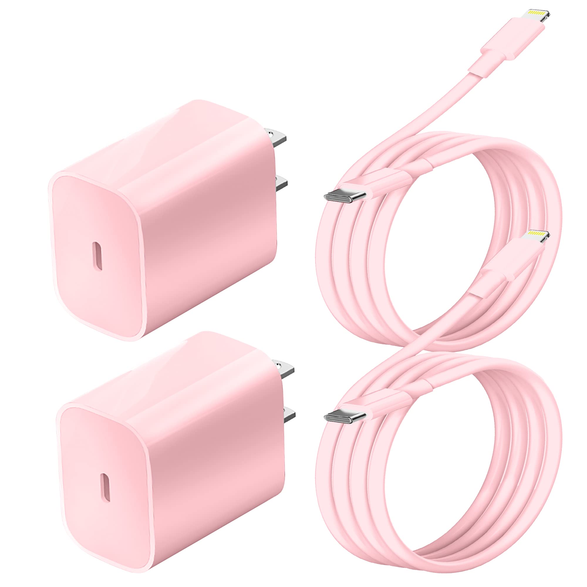 Xpxwaiyds iPhone Fast Charger, 2Pack for iPhone 14 13 12 11 USB C Power Wall Charger with 6FT Cable, Lightning Cable for iPhone 13/13 Pro Max/12/12 Mini/Pro/11/XS/X/8Plus/Pad Pink 2W ZYH-J15