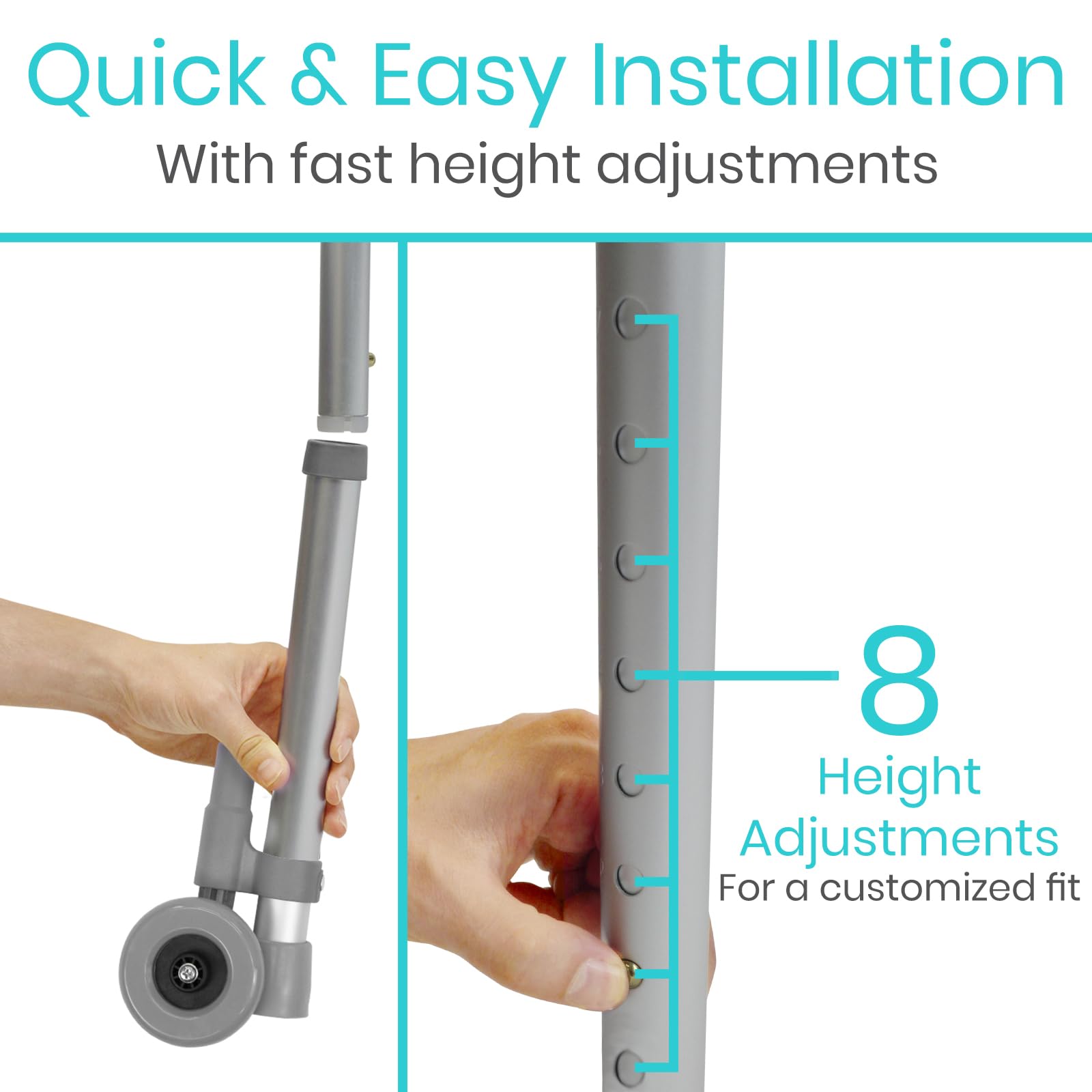 Vive Walker Wheels with Brakes - Mobility Aid Equipment for Seniors - Replacement Parts for Back Stability Safety - 3 Inch Rear Glide Rubber Wheel - Swivel/Lock Universal Adjustable Design
