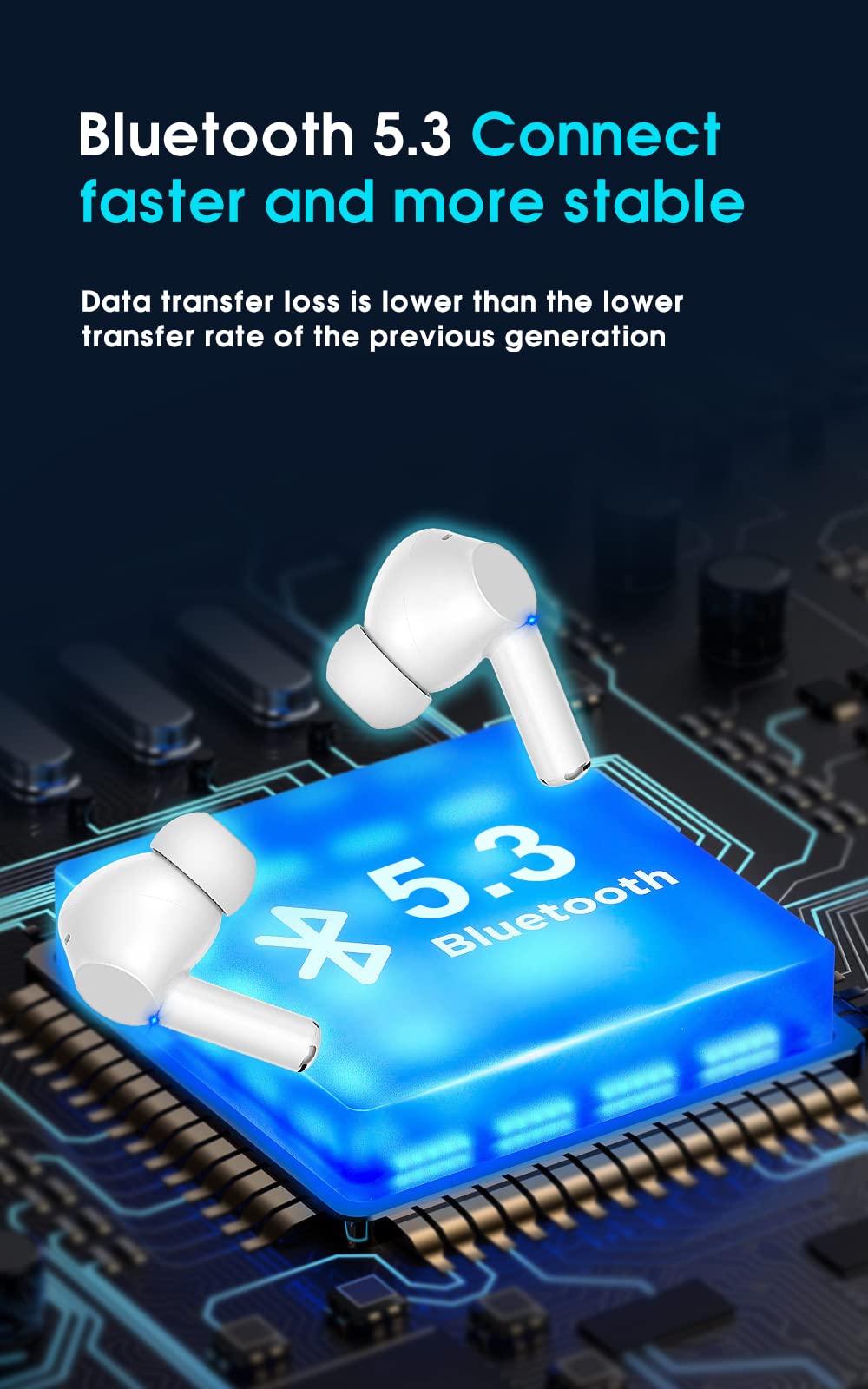 Wireless Earbuds, Bluetooth 5.3 Headphones with 4 Mics, Wireless Headphones ENC Noise Cancelling Earbuds Type C Ear Buds, 30H Playtime Wireless Earphones for iPhone Samsung Andoird Phones
