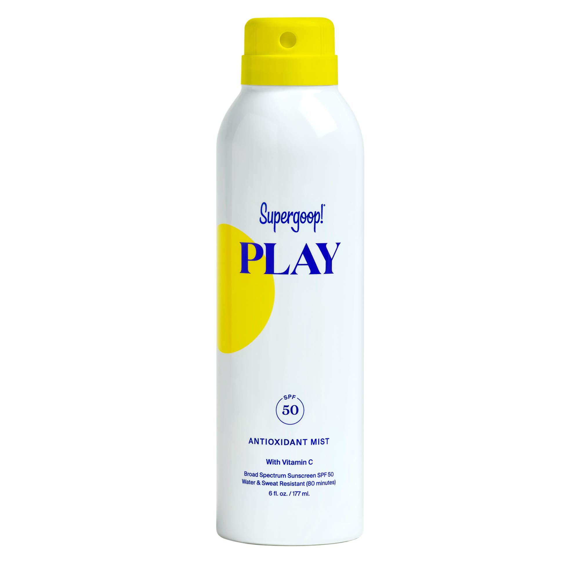 Supergoop! PLAY SPF 50 Antioxidant-Infused Body Mist w/ Vitamin C, 6 fl oz - Broad Spectrum Sunscreen Spray - Full Coverage Body Sunscreen for Sensitive Skin - Athlete-Trusted, Great for Active Days