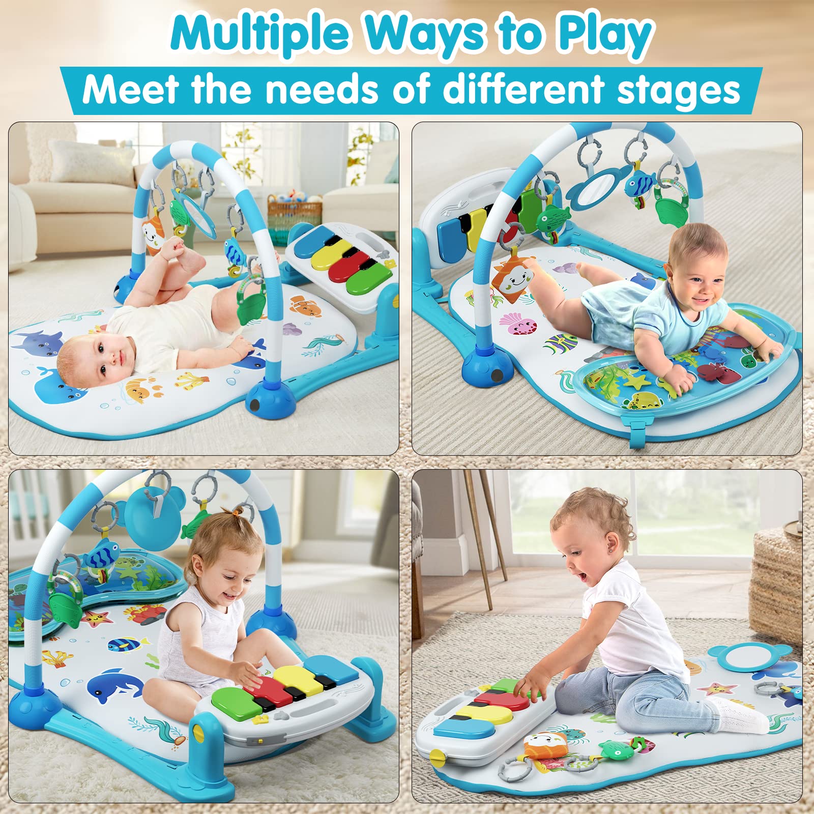 UNIH Baby Gym Play Mats Play Piano Gym Activity Center for Infants