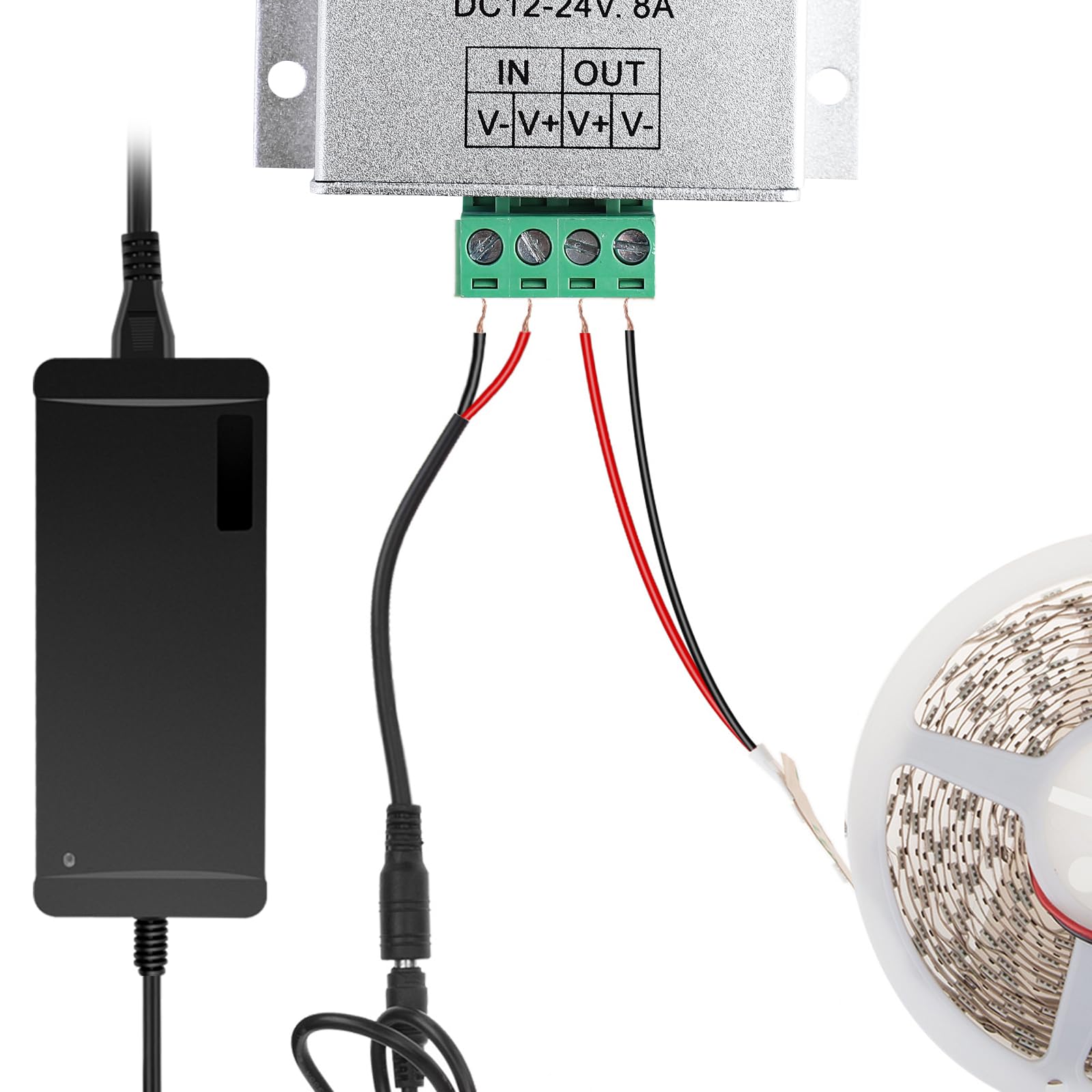 SUPERNIGHT 12V Dimmer Switch, Dimmer Knob Aluminium Case DC12V-24V 8A Single Channel Knob Dimmer Controller for LED Strip Bulb Lamp Light 5050 3528 5630 Single Color LED Strips