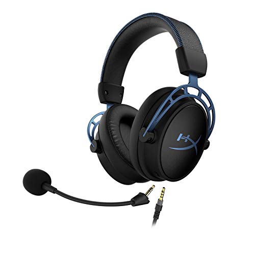 yperX Cloud Alpha S - PC Gaming Headset, 7.1 Surround Sound, Adjustable Bass, Dual Chamber Drivers, Chat Mixer, Breathable Leatherette, Memory Foam, and Noise Cancelling Microphone - Blue (Renewed)