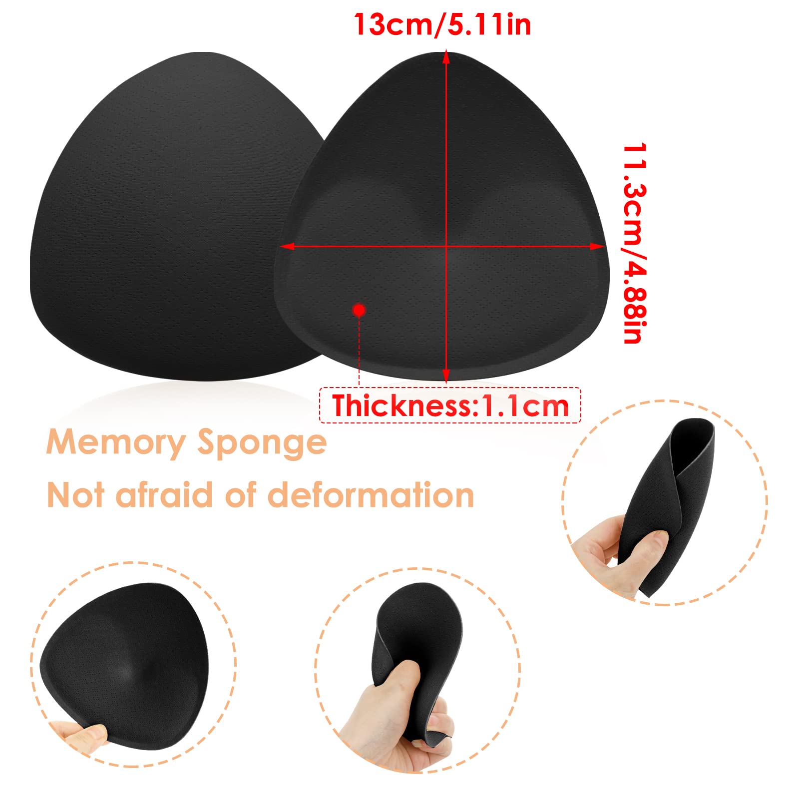 WLLHYF 1 Pairs Triangle Bra Pads Inserts, Breathable Bra Inserts Skin Color Removable Breast Padding Soft and Comfortable Breast Enhancers Bra Pads for Women Girls Bra Any Cup Cover