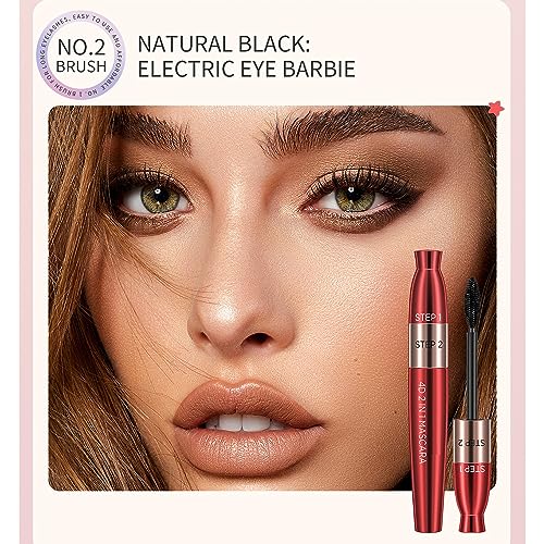 Yanquina Mascara, Yankina Super Long Mascara, 4D Waterproof and Sweat Proof Mascara, Yanoina 4D 2 In 1 Mascara (.2 Styles)
