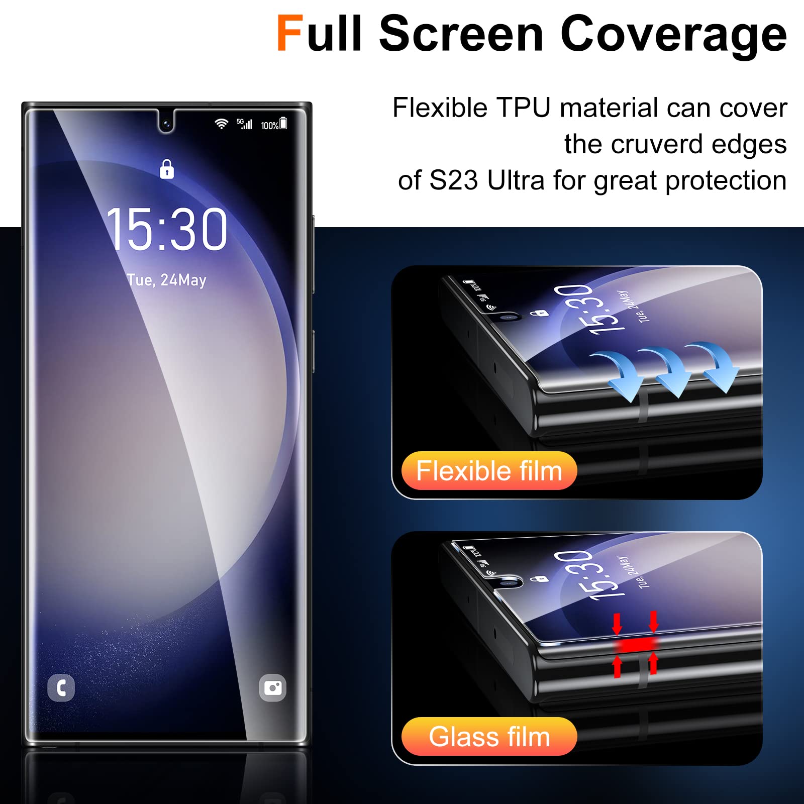 UniqueMe [2+2 Pack Compatible for Samsung Galaxy S23 Ultra 6.8 inch Screen Protector Flexible TPU