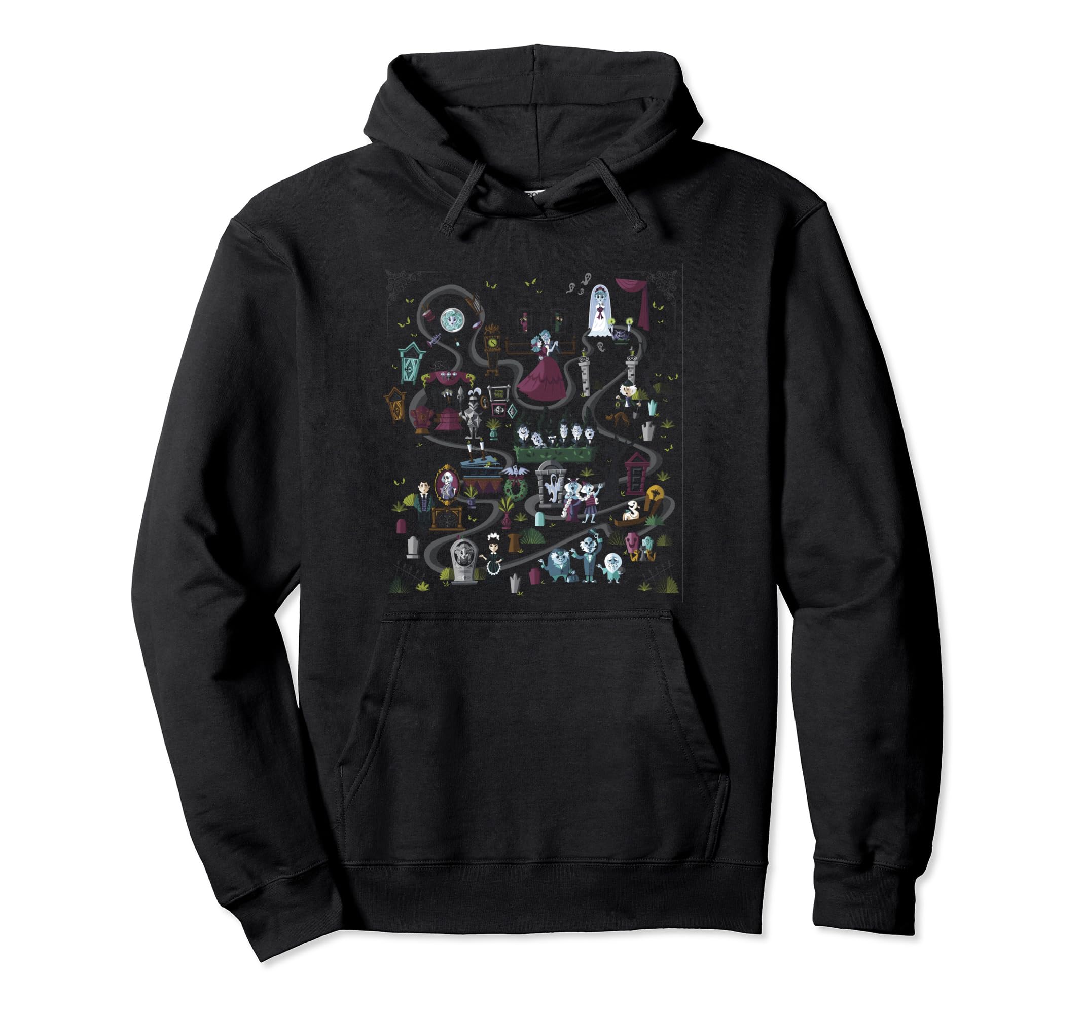 The Haunted Mansion Ride Animated Map Overview Pullover Hoodie
