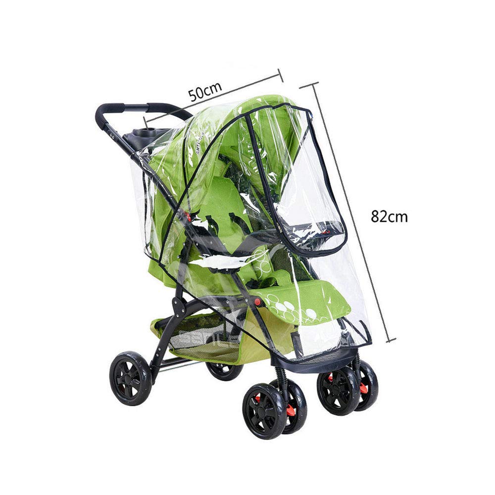 Universal Stroller Rain Cover with Zip Front Opening PVC Transparent Waterproof Wind Rain Weather Shield Protector for Pushchair, Buggy and Pram