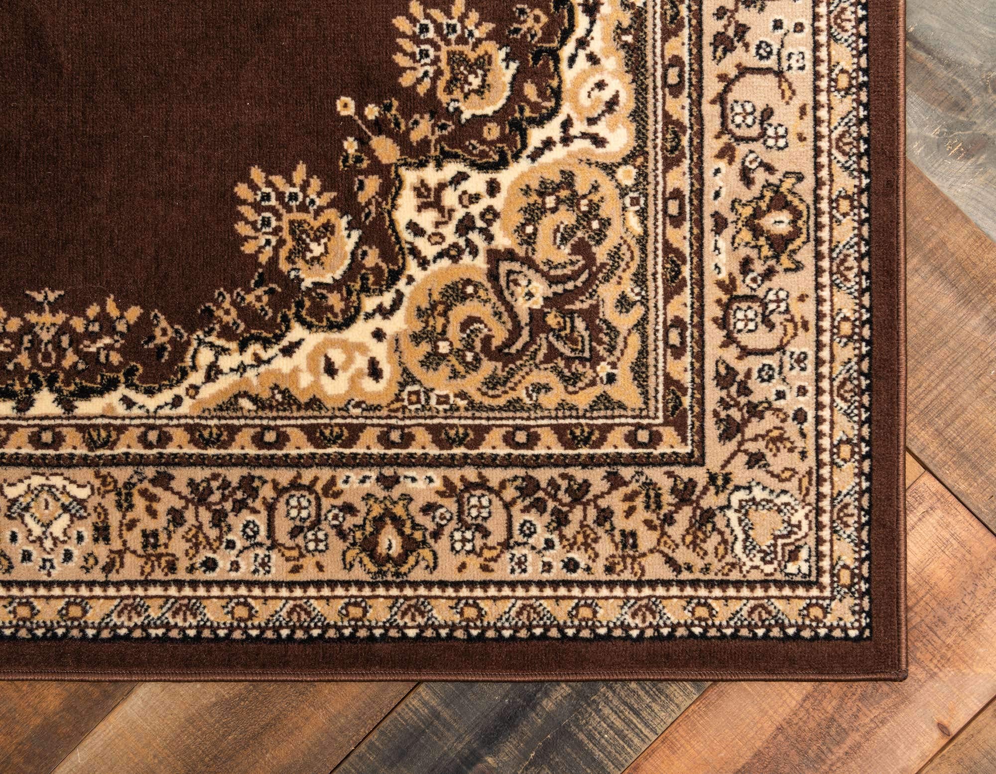 Unique Loom Reza Collection Traditional Persian Style Area Rug, 9 x 12 ft, Brown/Ivory