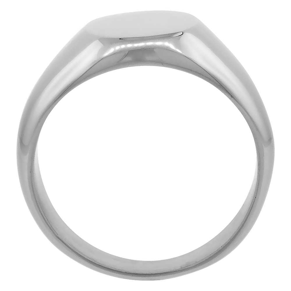 Surgical Stainless Steel Small Signet Ring for Women Solid Back Flawless Finish 3/8 inch round, size 9