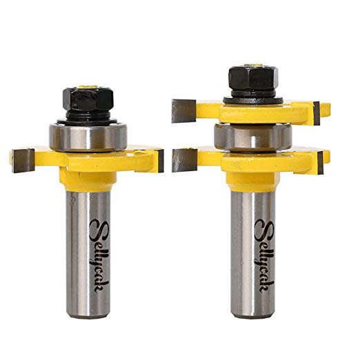 Tongue and Groove Router Bit Tool Set, SellyOak 1/2 Shank Tongue&Grooving Router Bits + 1/2 Shank 45° Lock Miter Router Bit, Wood Milling Cutter Woodworking Tools on Router Table/Base Router etc.