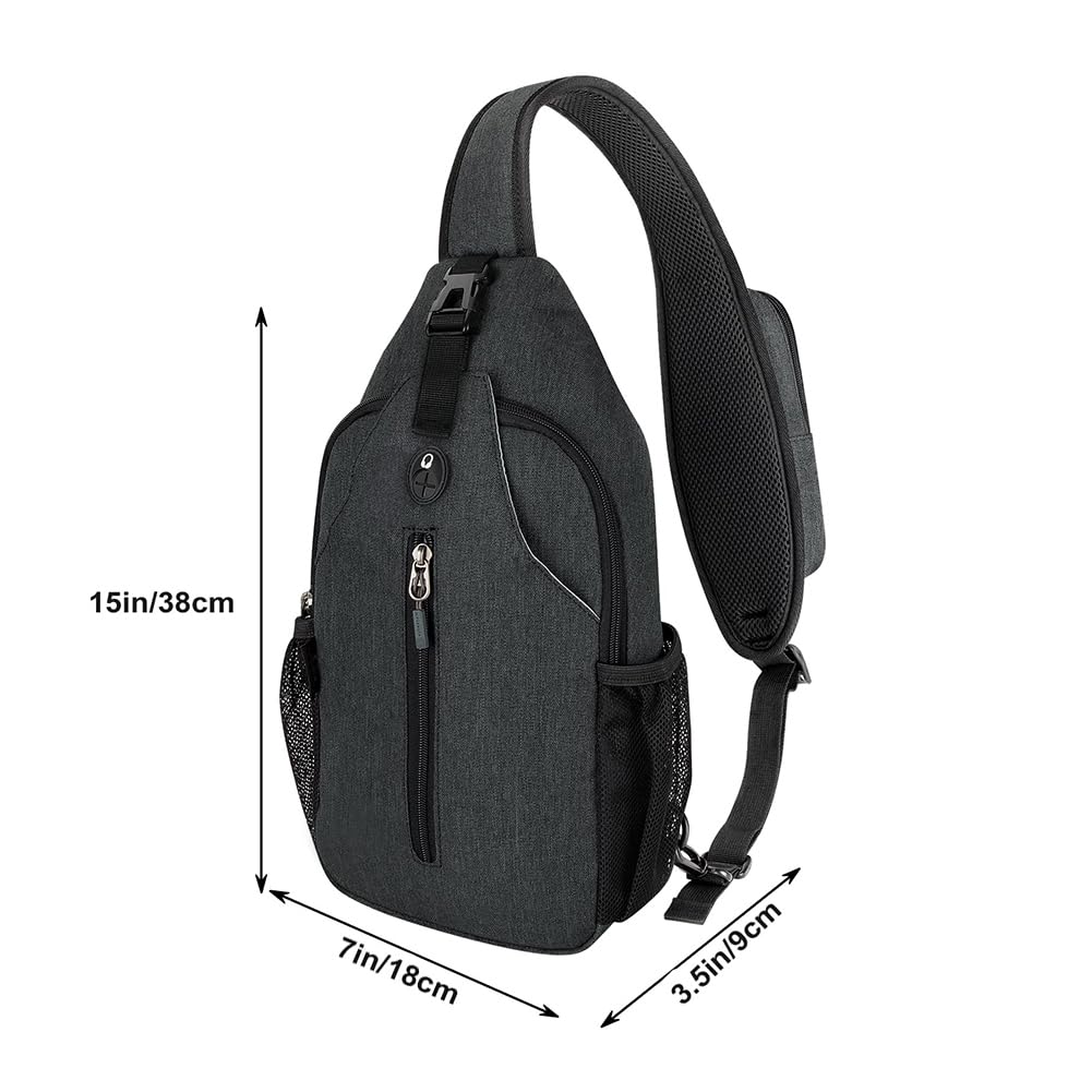 Yaopeing Sling Backpack for Men,Large Capacity Multipurpose Crossbody Chest Bag for Hiking Walking Travel,Black