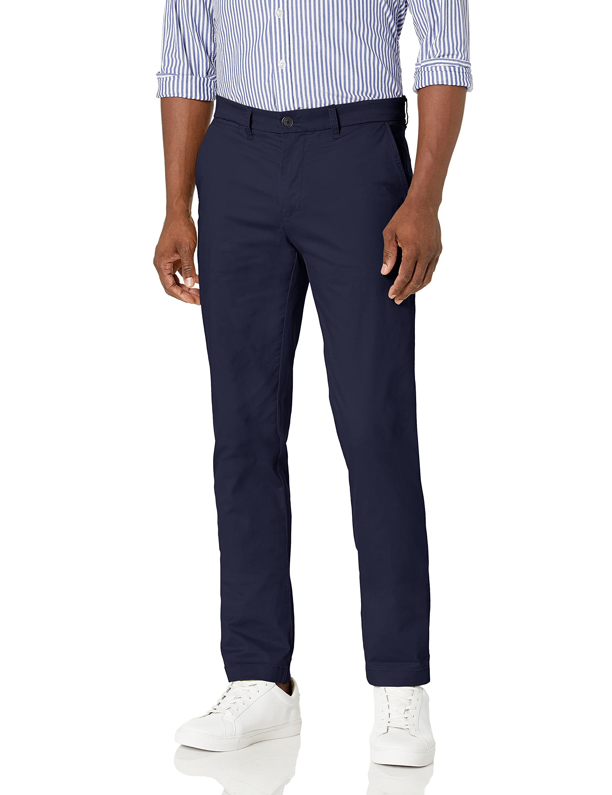 Tommy Hilfiger men's Stretch Chino in Slim Fit Casual Pants, Navy Blazer, 33W x 30L US