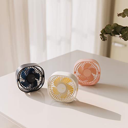warrita 2024 Upgraded Small USB Desk Fan,3 Speeds Strong Wind, 360° Rotatable, Quiet USB Air Circulator Fan with Anti-slip Pad, Perfect Cooling for Office, Dorm, Camp, Laptop, Library - Navy Blue