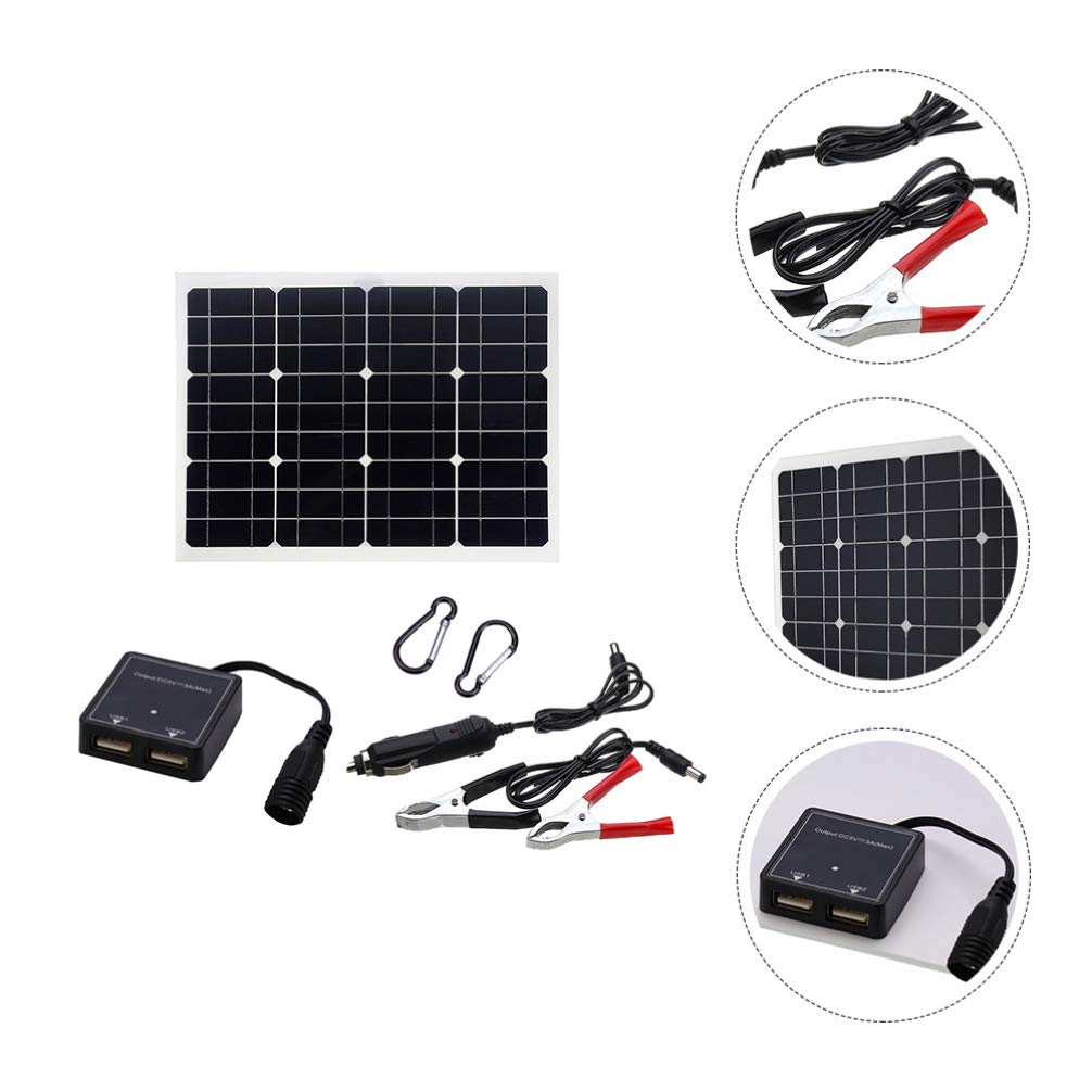 YARNOW 1 Set Solar Panel Kit 60w Solar Power Panel Monocrystalline Photovoltaic Panel Solar Charge Controller for RV Marine Boat