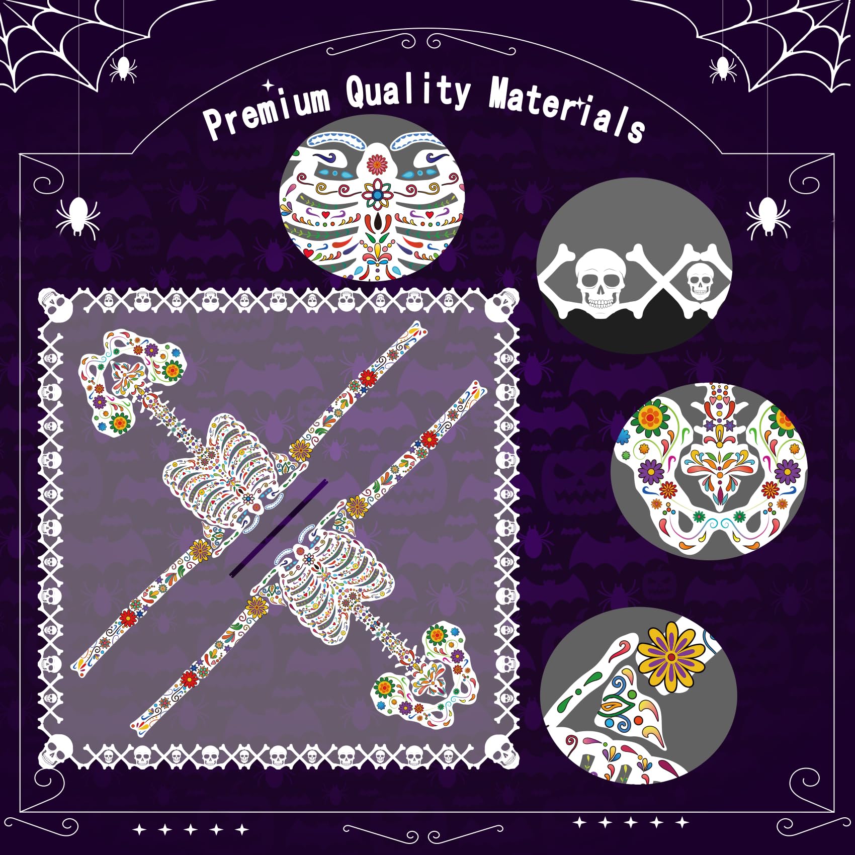 WATCPNO Halloween Skeleton Poncho for Women Day of The Dead Skeleton Costume Lace Skeleton Cape Shawl