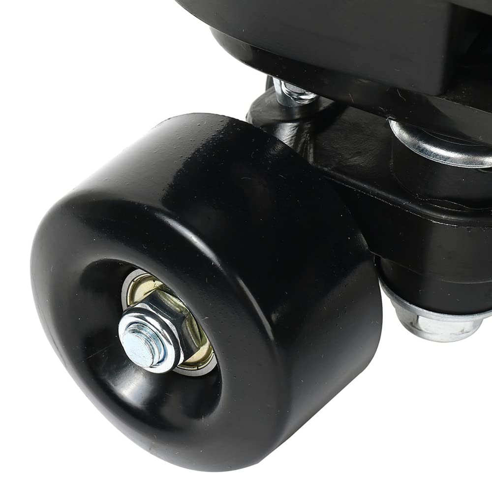 Womens Roller Skates PU Leather High-Top Roller Skates Classic Double-Row Wheels Shiny Indoor Outdoor Beginner Roller Skates for Teens Adult Unisex (Black Wheel,41)