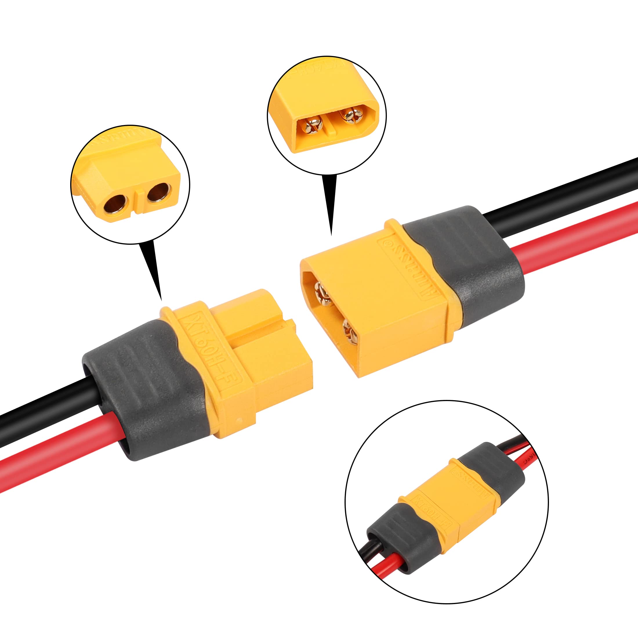 YACSEJAO 12AWG XT60 Male to Solar Panel Connector 1M XT60 to 45A Connector Extension Cable for Outdoor Power Bank RC Lipo Battery Lithium Battery
