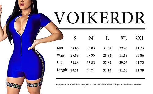 VOIKERDR Women Colorblock One Piece Outfits Set Short Sleeve Zipper Front Tracksuit Jumpsuit