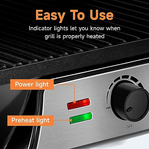 SUSTEAS Panini Press Grill - Sandwich Maker with Non-Stick Cooking Plate, Electric Indoor Grill that Opens 180 Degrees, Floating Hinge Panini Press Grill, Compact Design for Easy Storage
