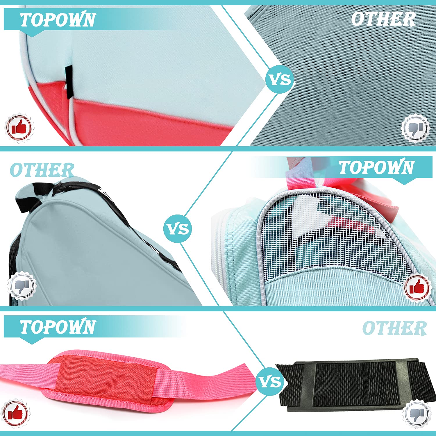 TOPOWN Roller Skates Bag for Men Inline Skate Bag for Women Premium Ice Skate Bag for Child/Adult Up to Size 12(US)