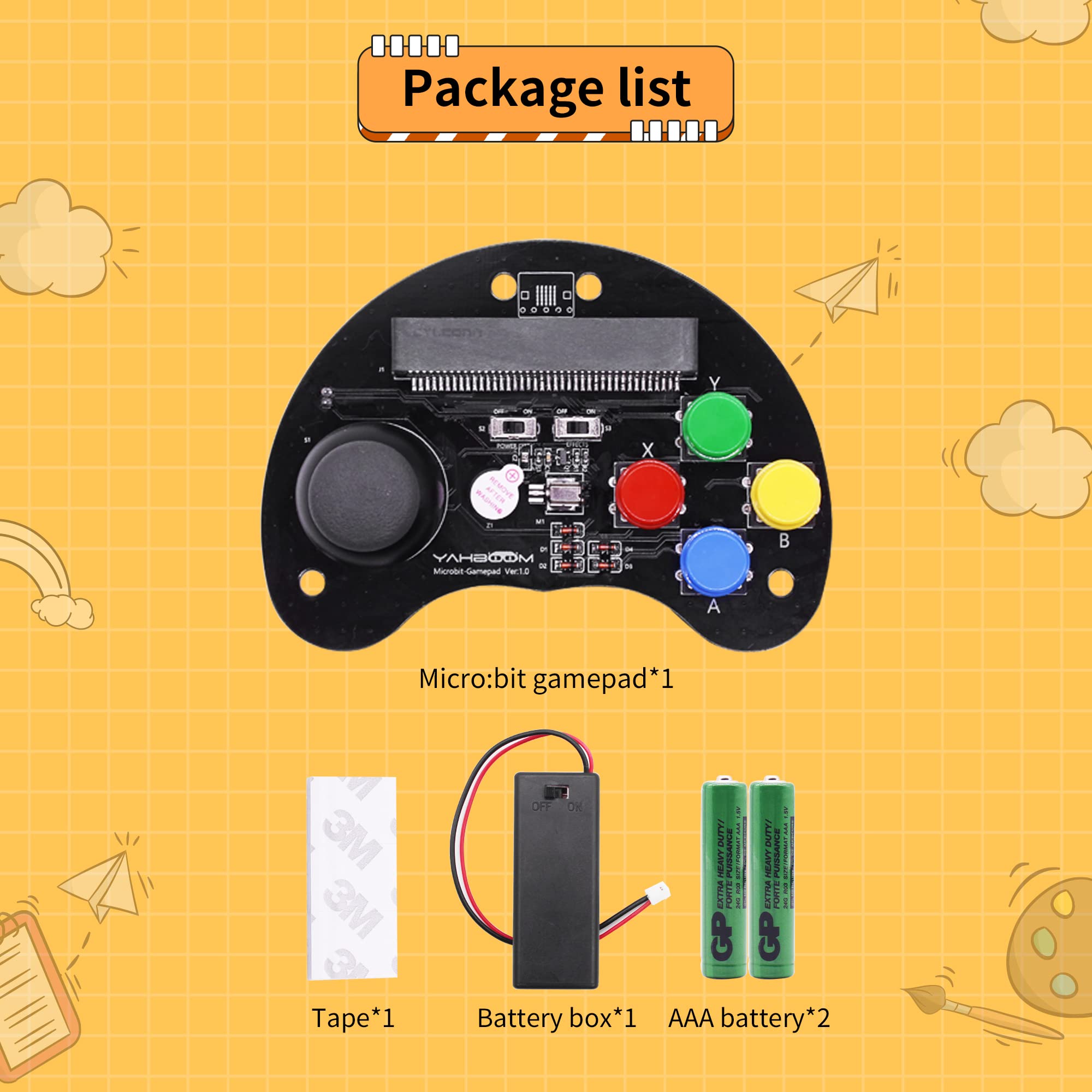 Yahboom Micro Bit Robotic Control Handle Game Joystick STEM Education Graphic Compatible with Micro:bit V2 V1.5 for Kids (Without Microbit) (Handle Without microbit v2)
