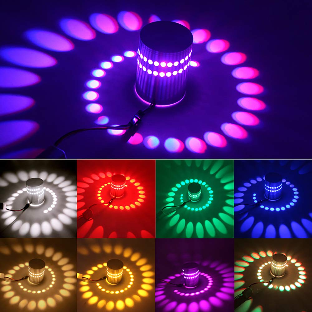 YESBAY LED String Lights,3W RGB Spiral Pattern Aluminum Wall Light for Christmas Wedding Party Home Garden Bedroom Outdoor Purple