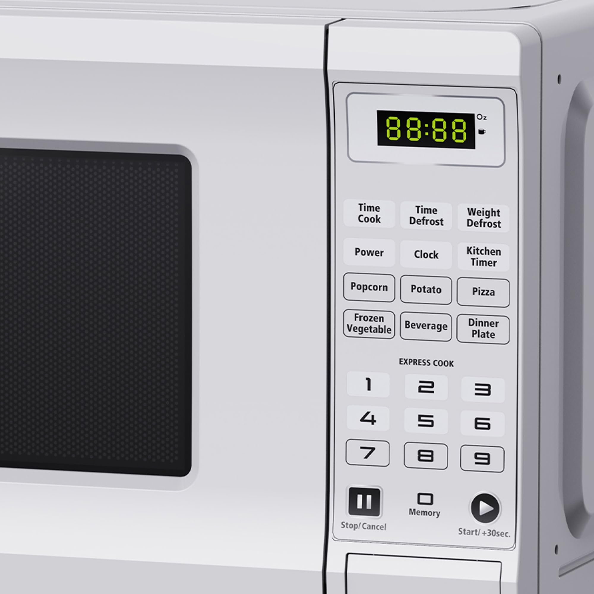 West Bend EM720CPI-PM 0.7 Cubic Foot Capacity 700 Watt Compact Countertop Microwave Oven Kitchen Appliance with 8.5 Inch Round Turntable, White