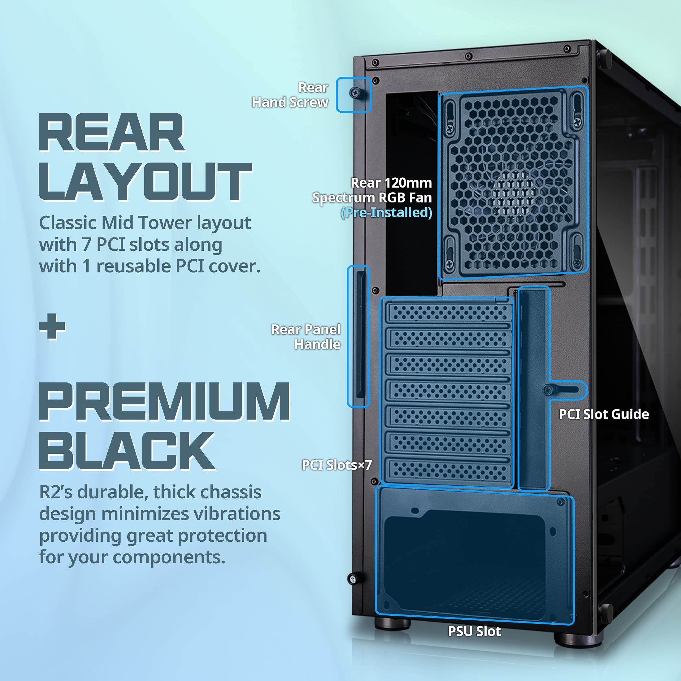 Zalman R2 ATX Mid Tower Gaming PC Computer Case, Mesh Front Panel, Tempered Glass, Top I/O Ports, Cooling System, Black,R2 Black,R2 Black