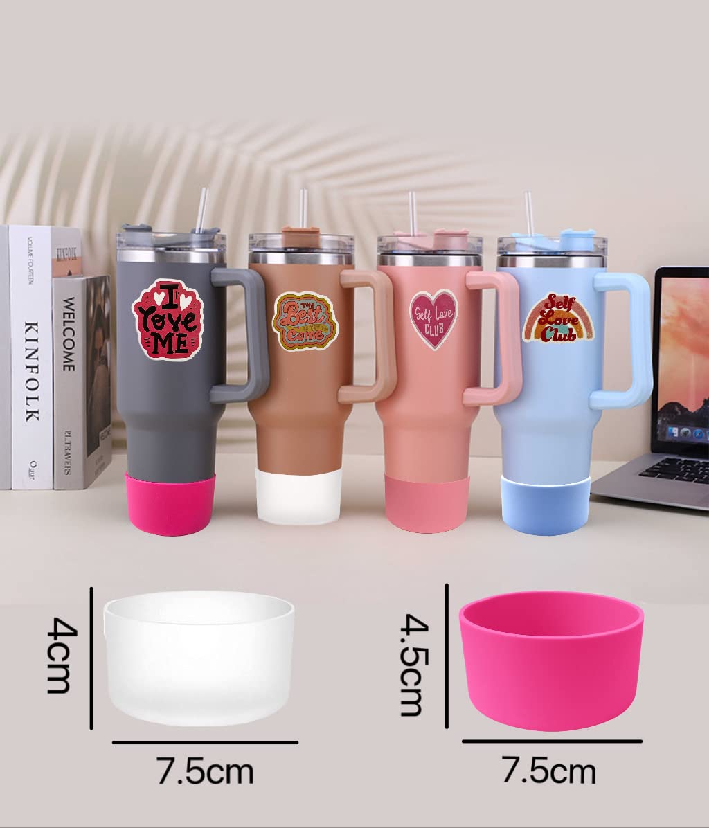 Water Bottle Boots for Stanley Cup 40Oz Tumbler, Bottle Stickers Accessories for Stanley(Rose Red,Transparent)