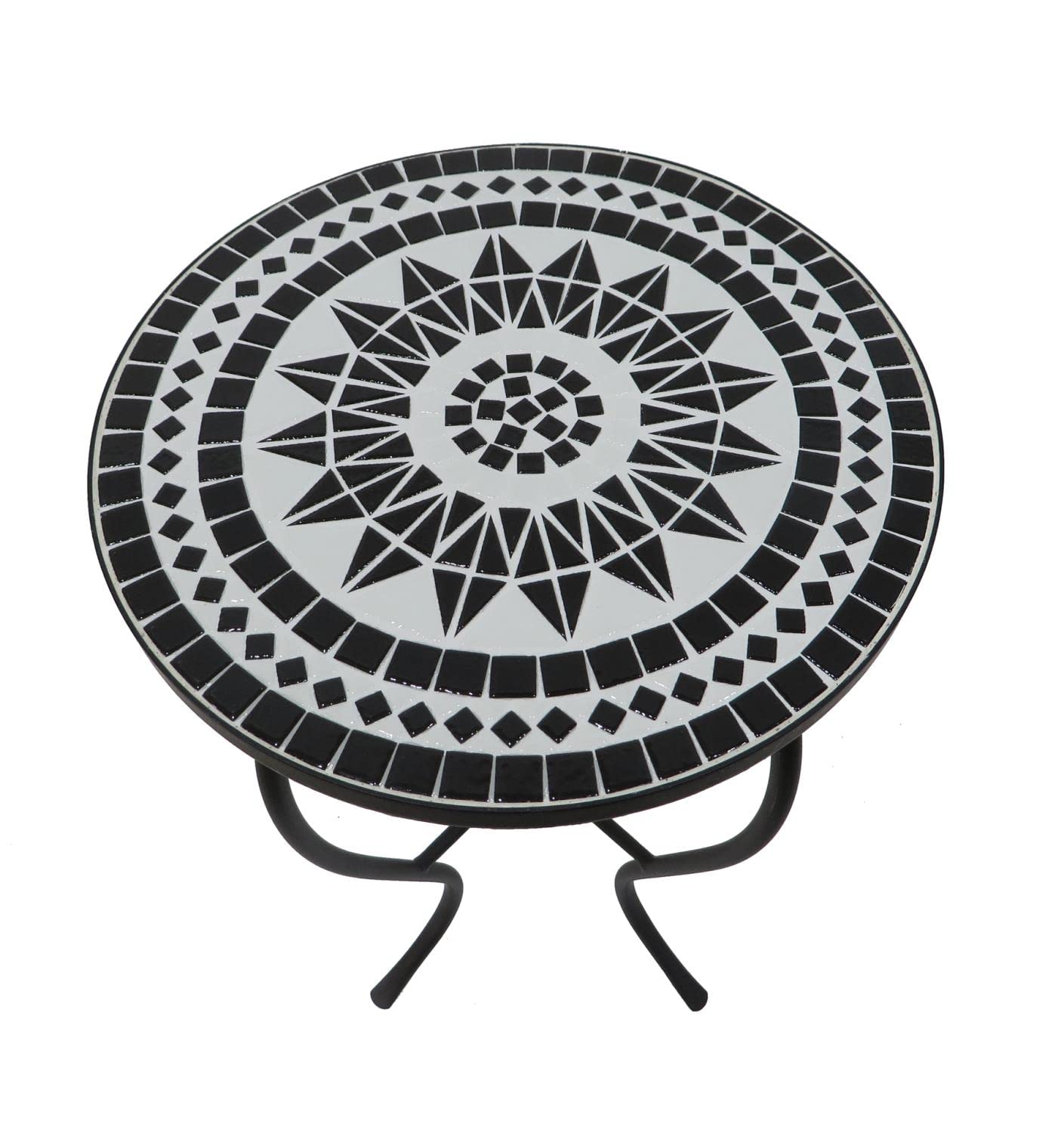 W Unlimited Mosaic Art Stone and Metal Accent Table in Lily Black (Set of 2)