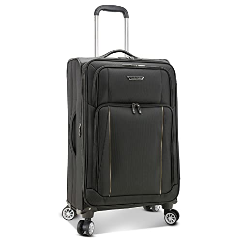 Traveler's Choice Lares Softside Expandable Luggage with Spinner Wheels, Black, Checked 26-Inch
