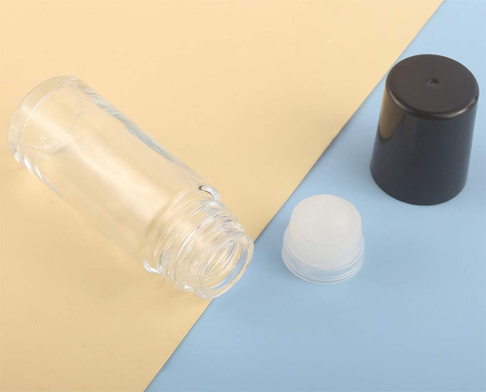 USRommaner 3 Packs Glass Roll On Bottles Deodorant Container Travel DIY Deodorant Bottles With Plastic Roller Balls For Lip Balm Lotion Sunscreen (30ml)