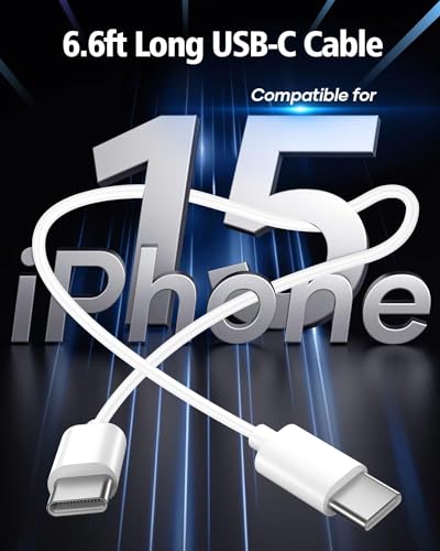 USB C Charger for iPhone 15, [MFi Certified] 20W PD Wall Charger Block with 6.6FT Long USB C to C Fast Charging Cord for iPhone 15/15 Pro Max/15 Pro/15 Plus, iPad Pro/Air/Mini, iPad 10th Generation