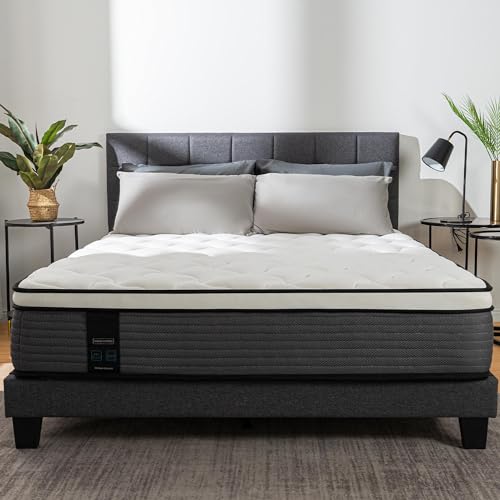 Upholstered Bed Frame Queen, Adjustable Linen Headboard and Solid Wood Slats Support, Heavy Duty Steel Mattress Foundation, Easy Assembly, Noise Free, No Box Spring, Grey