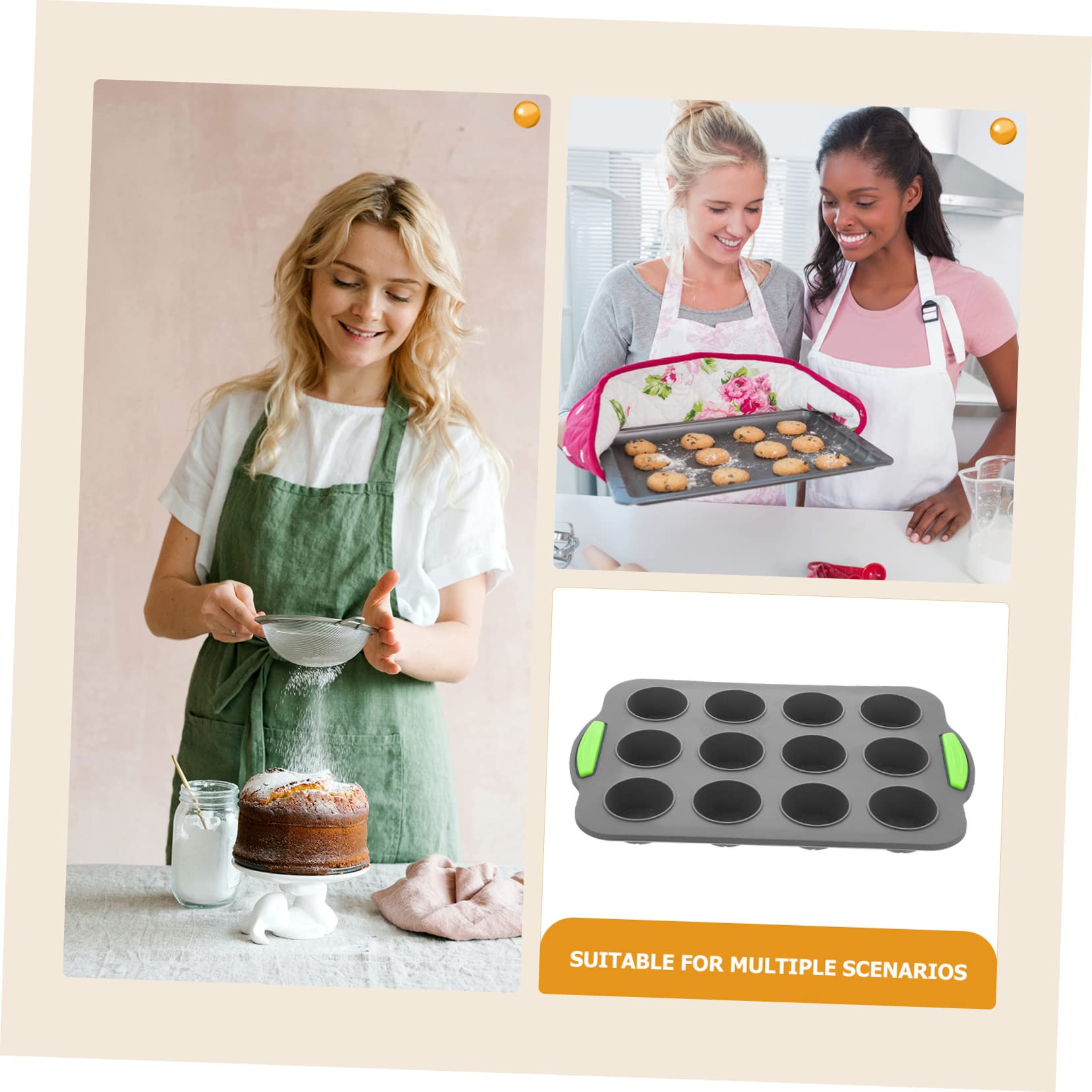 UPKOCH 12-Grid Cake Mold cake baking silicone treat muffin pan molds mousse mould usa muffin baking nonstick bakeware crafting egg muffin pan muffins kitchen Silica gel brownie decorate
