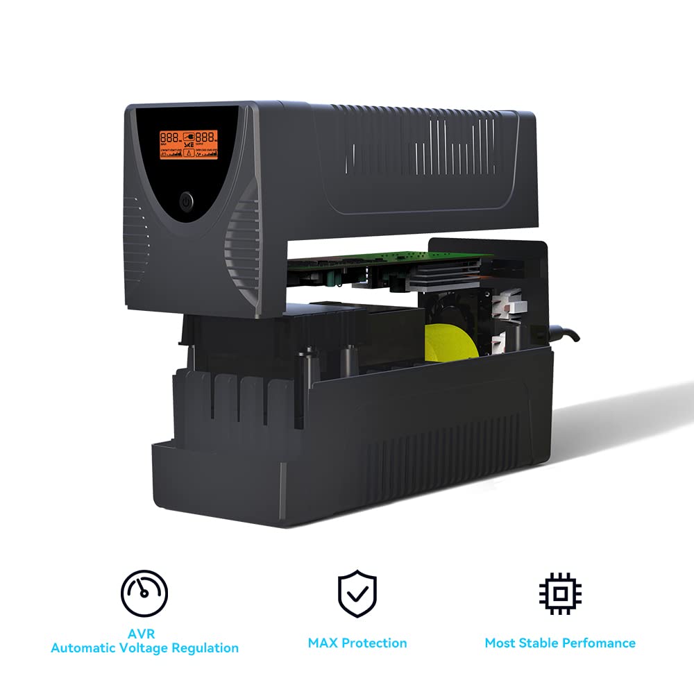 Ups Battery Backup and Surge Protector 425VA/240W,Computer Uninterruptible Power Supply Units,Battery Backup Intelligent LCD,SKE Back UPS,Uninterruptible Power Supply,Battery Backup for Computer SKE