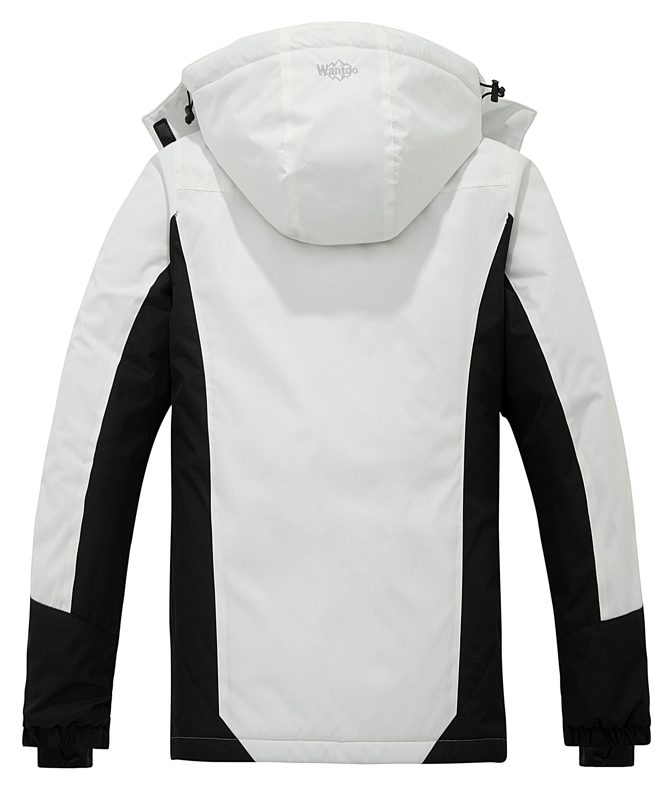wantdo Women's Warm Winter Coat Waterproof Ski Snowboarding Jacket White & Black Large