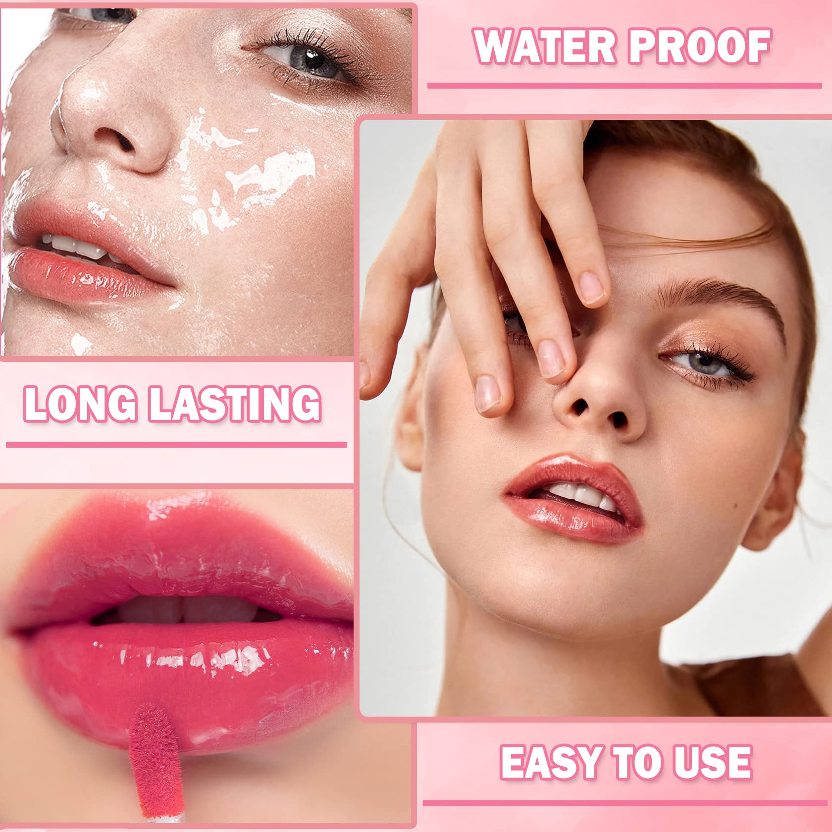 ZHISHUDL 2 Colors Lip Tint Stain Set,Lip Stain Long Lasting Waterproof,Moisturizing Liquid Lipstick Tinted for Cheek,Lip and Eyes,Lip Tint Non Stick Cup Tinta Para Labios (#01#02)