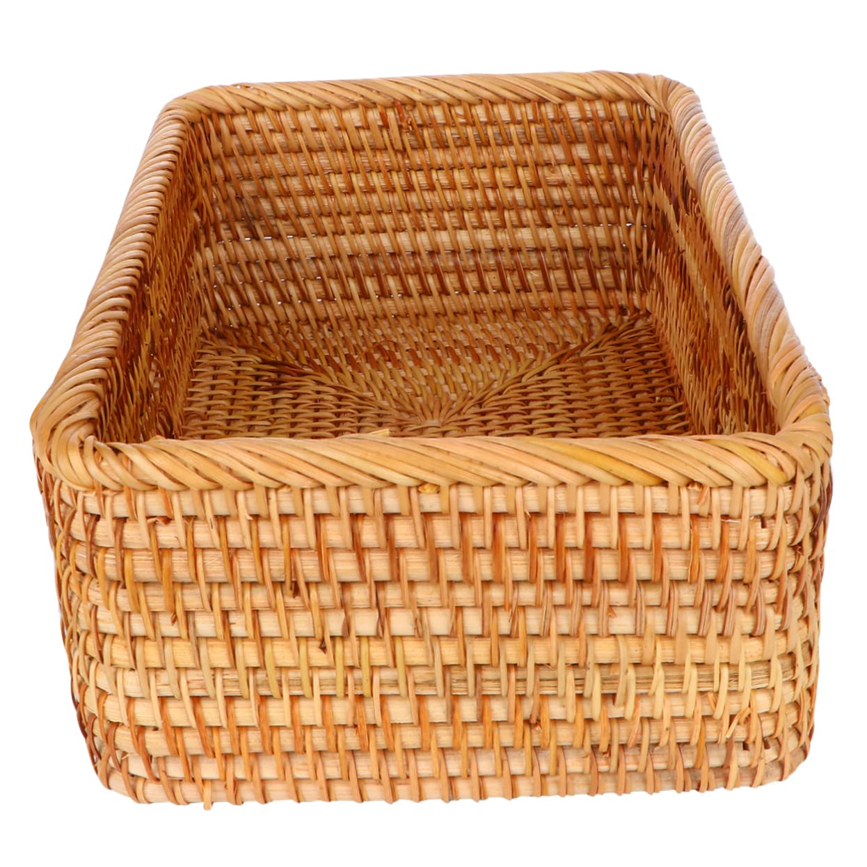 Zerodeko Organizer Rectangular Storage Basket Seagrass Storage Baskets Woven Storage Baskets Rattan Storage Basket Rattan Organizer Bins Seagrass Organizers Storage Box Wicker Sundry 1pc