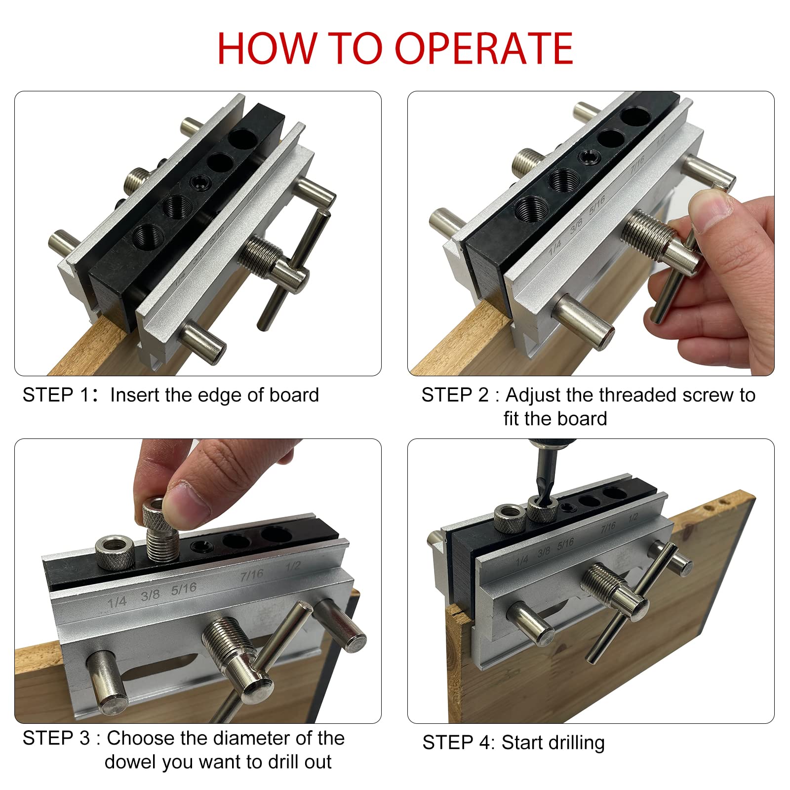 WAYCOJOY Self Centering Dowel Jig Kit, Drilling Guide Bushings Set, Woodworking Doweling Jig Puncher Locator Joints Tool for Straight Holes