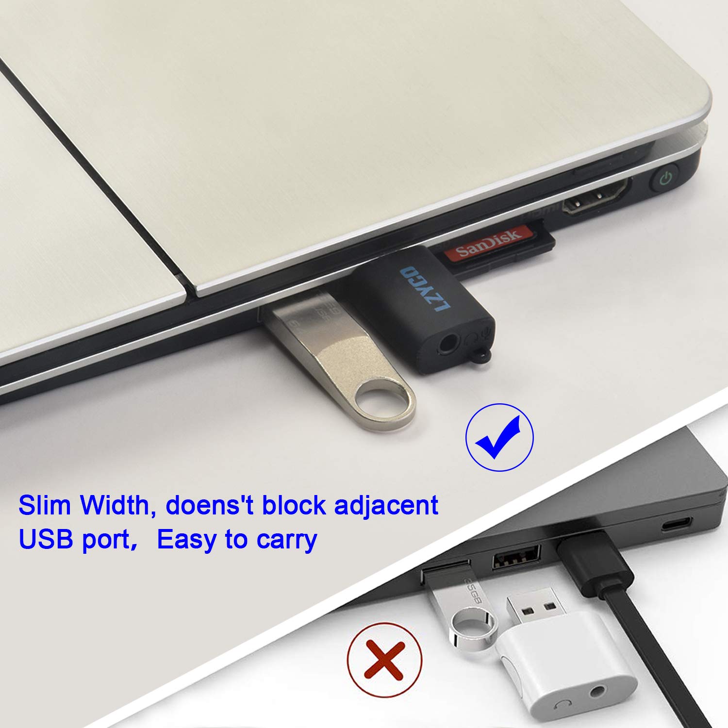 USB to Audio Jack,USB to 3.5mm Jack Audio Adapter,3.5mm to USB, USB Sound Card,USB to Headphone Jack Adapter with 3.5mm Aux Stereo Converter for PS4/PS5/PC/Laptop,with Built-in Chip.Plug and Play